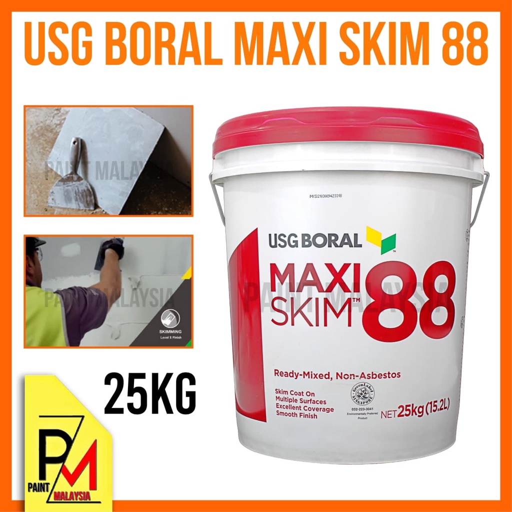 25KG USG-BORAL MAXI SKIM 88 SKIMMING COMPOUND / READY USE FOR SURFACE ...