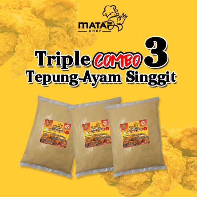 TEPUNG AYAM SINGGIT 🔥TRIPLE COMBO 3 🍗 1kg x 3 | Shopee Malaysia
