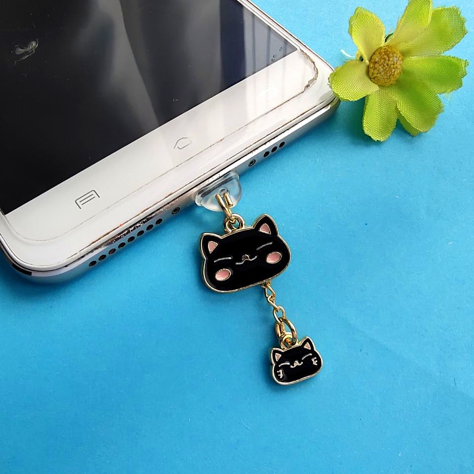 Mobile Phone Dust Plug diy Couple Cute Cute Black White Kitty Mobile ...