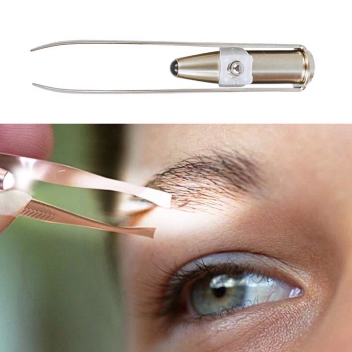 LED Light Tweezer Eyebrow Eyes Hair Remover Tool Stainless Steel Umpit ...