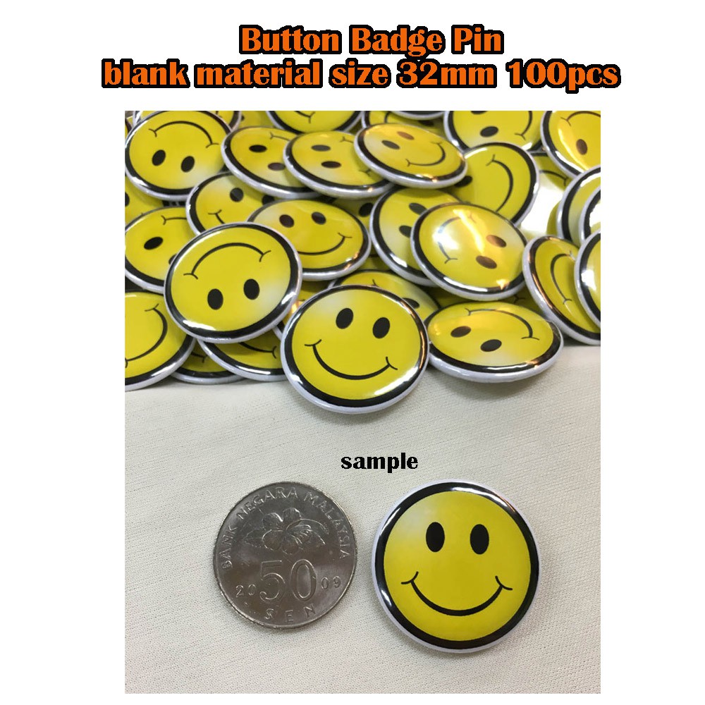 Button Badge Pin size 32mm blank material 100pcs/pkt | Shopee Malaysia
