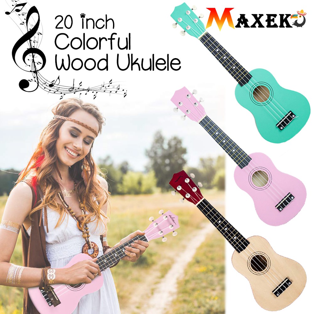 MAXEKO 🕊 Ukulele Kayu 21 inci dengan Beg Ukulele Alat Muzik Gitar Kecil ...