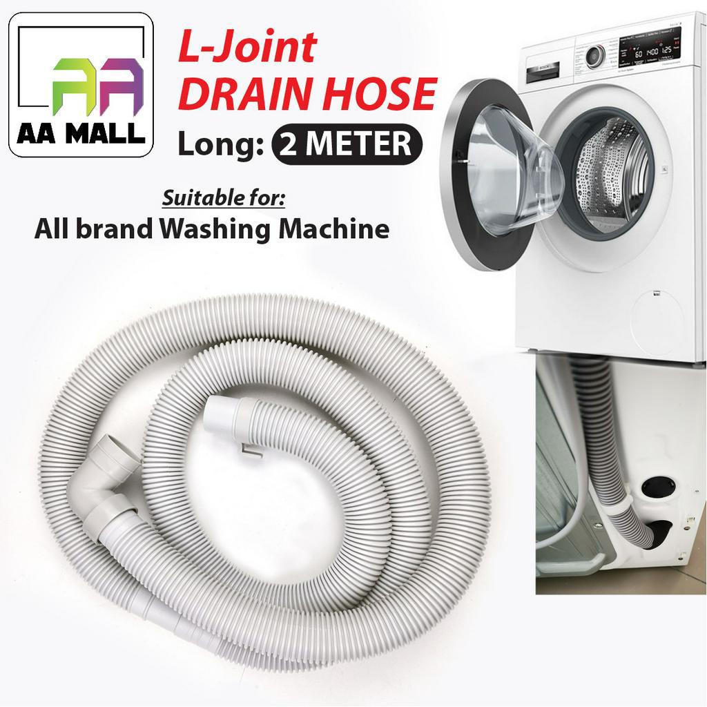 AA MALL Washing Machine Flexible Outlet Drain Hose L - Shape 2Meter ...