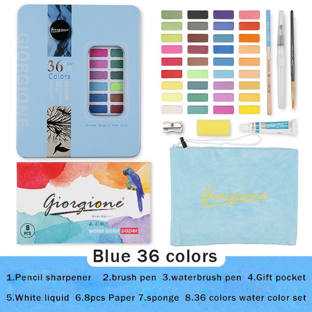 Giorgione 36/48 Colors Watercolor Paint Set Watercolour Water Color ...