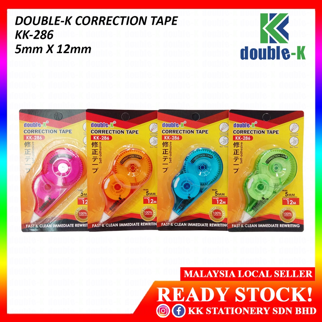 Double-K Correction Tape 5mm X 12m KK-286 - RM2.05/card | Shopee Malaysia