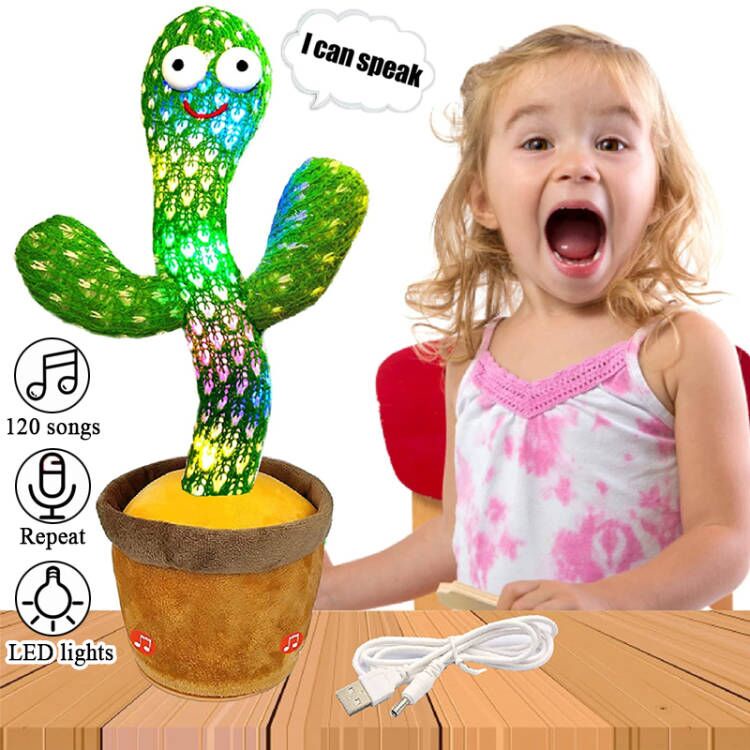 Dancing Cactus Soft Toy 120 Song Speaker Talking Voice Repeat Plush ...