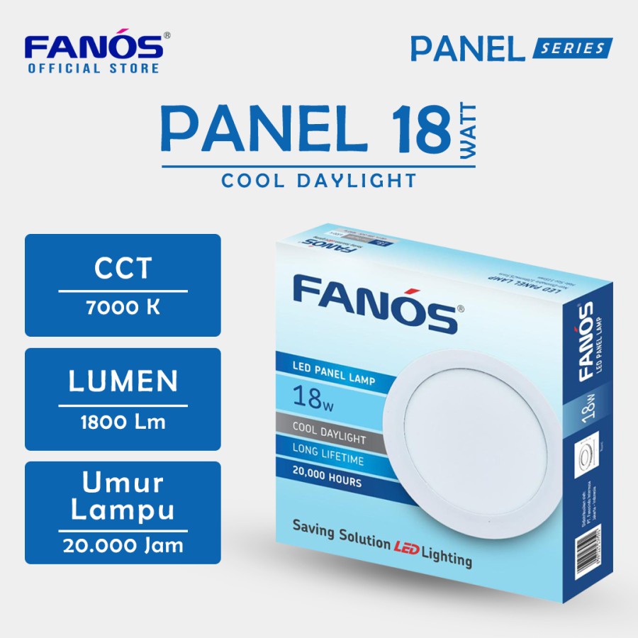 CAHAYA PUTIH Led Fanos Led Panel 18w White Light /CoolDaylight | Shopee ...