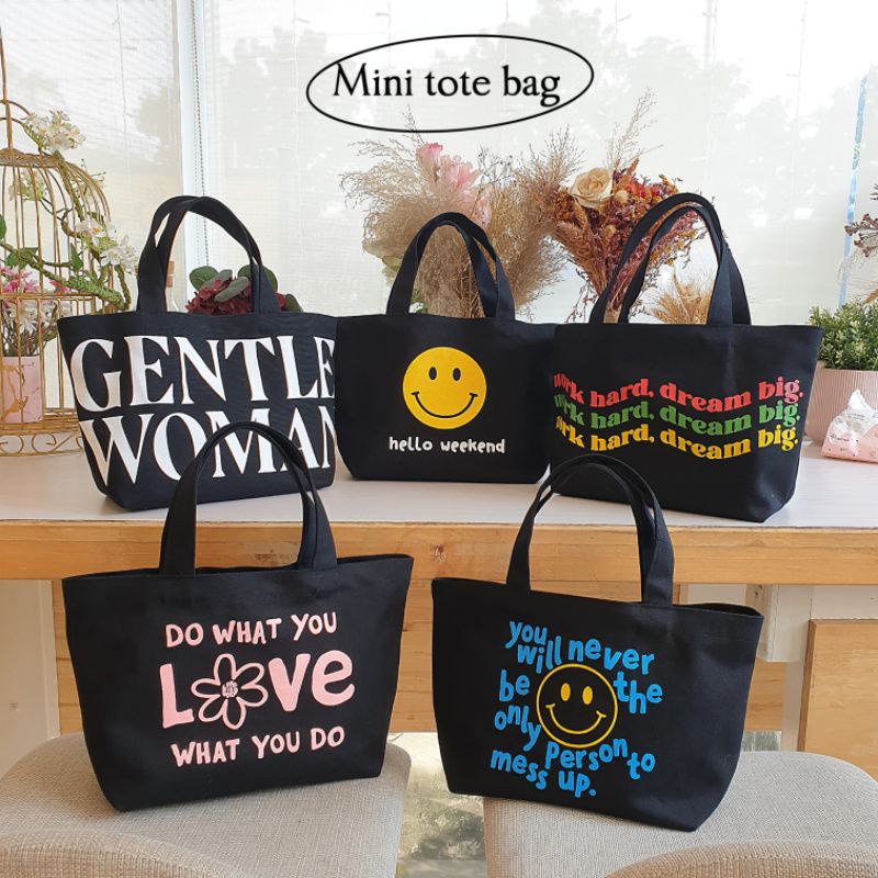 New! Mini tote bag Thick Canvas Small Size | Shopee Malaysia
