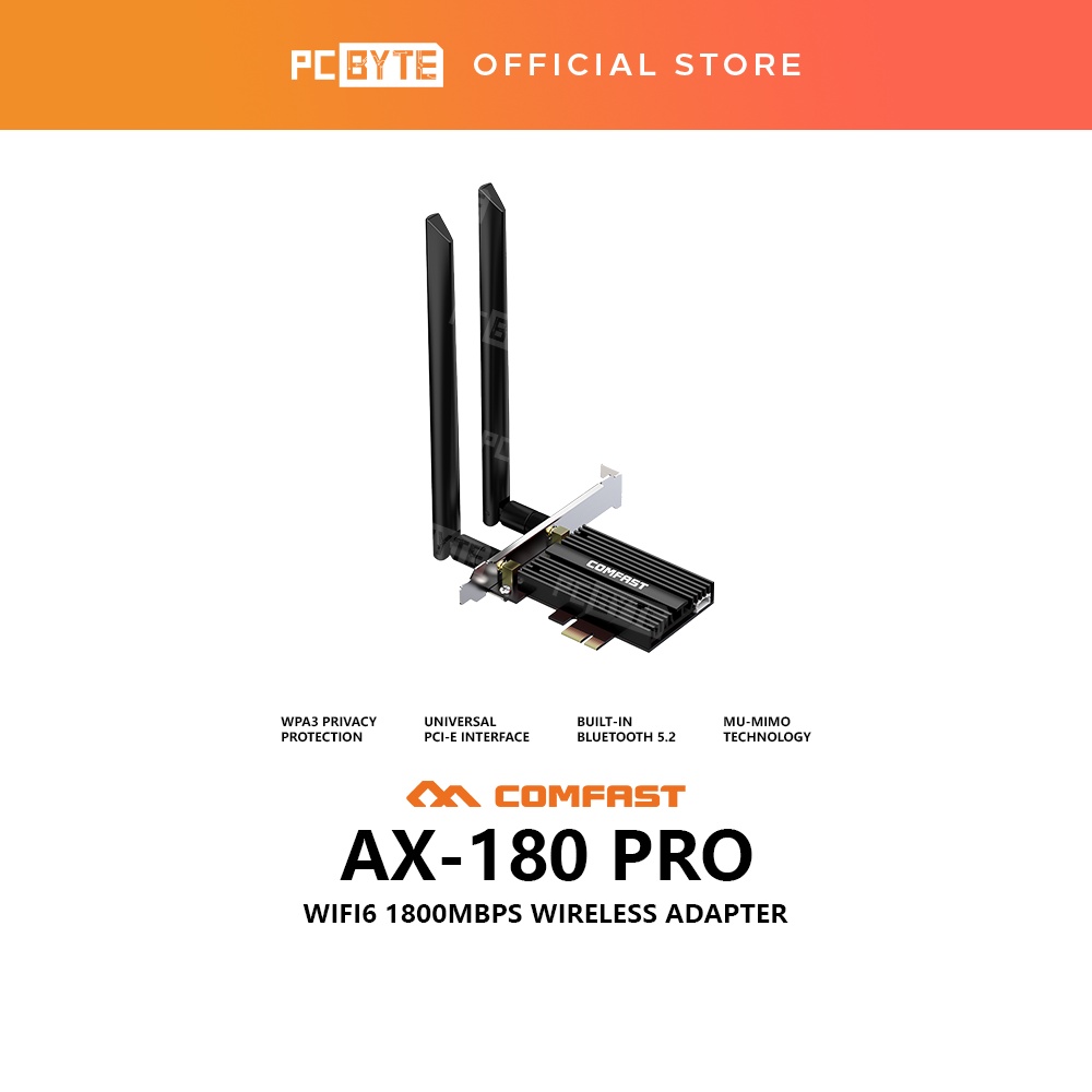 COMFAST CF-AX180 PRO WIFI 6 PCIE ADAPTER Wi-Fi 6 802.11ax Bluetooth 5.2 ...