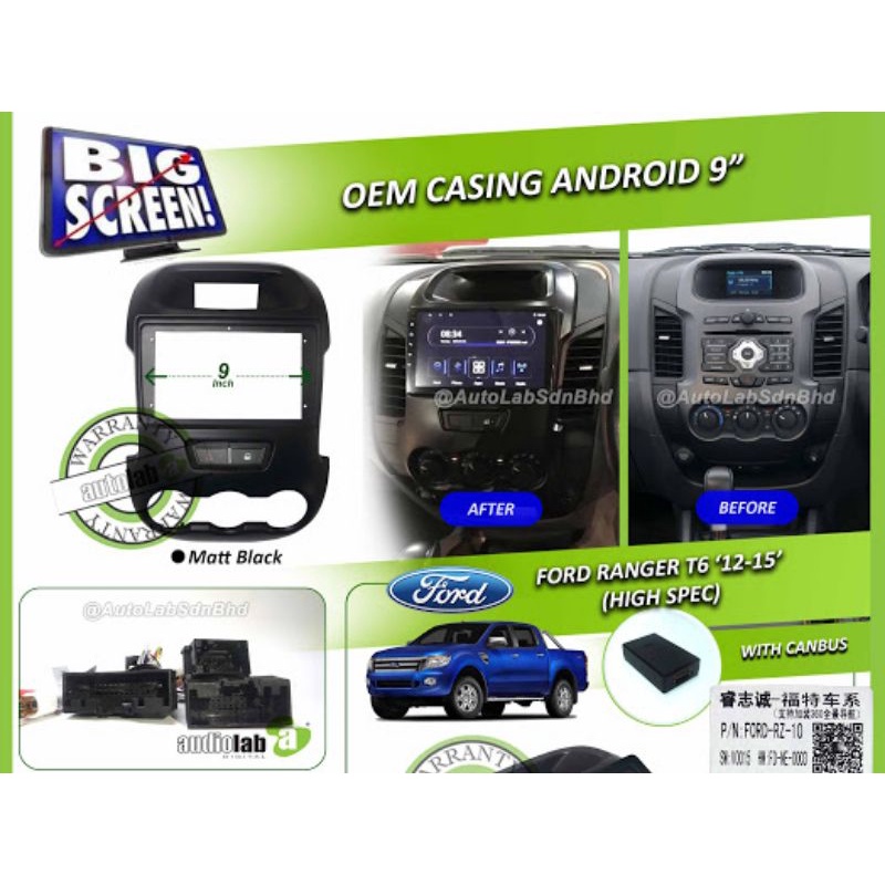 FORD RANGER T6 T7 T8 TOP MODEL ANDROID PLAYER WITH 360 BIRD VIEW CAMERA ...