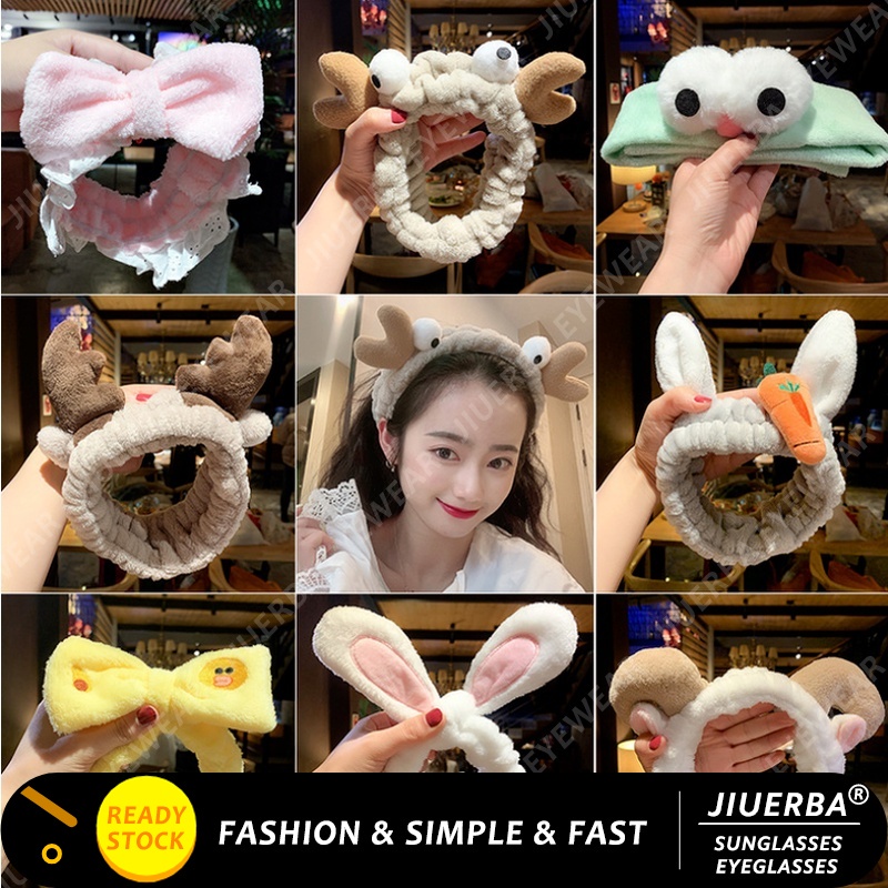 (JIUERBA)COD Korean Fashion Big Eyes Bunny Ear Turban Facial Washing ...