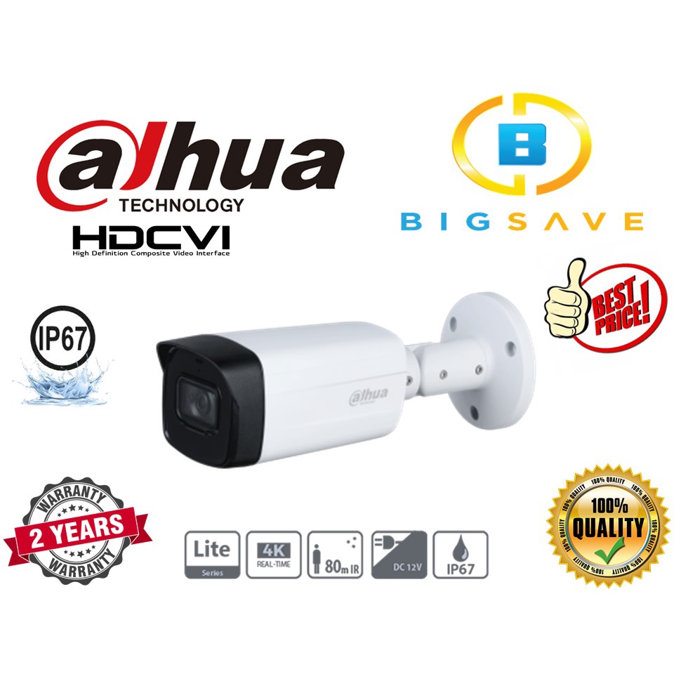 DAHUA 8MP ANALOG HFW1800TH-I8 4K REAL-TIME HDCVI IR OUTDOOR BULLET CAMERA | Shopee Malaysia