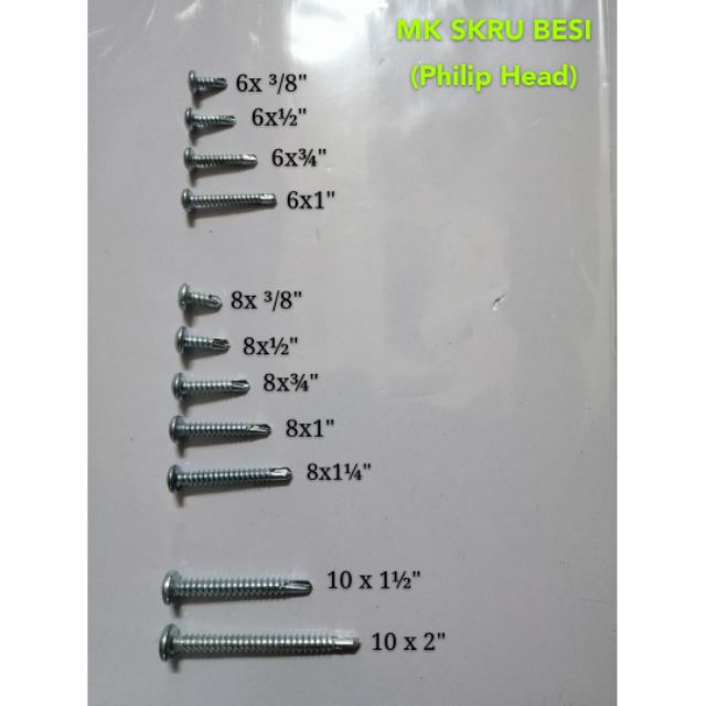 MK Skru Besi (Philip Head)/self drilling screw | Shopee Malaysia