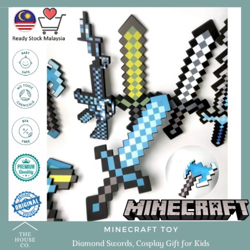 Hot Game Minecraft Toys Diamond Swords Pickaxe Axes Shovel Gun Eva Foam ...
