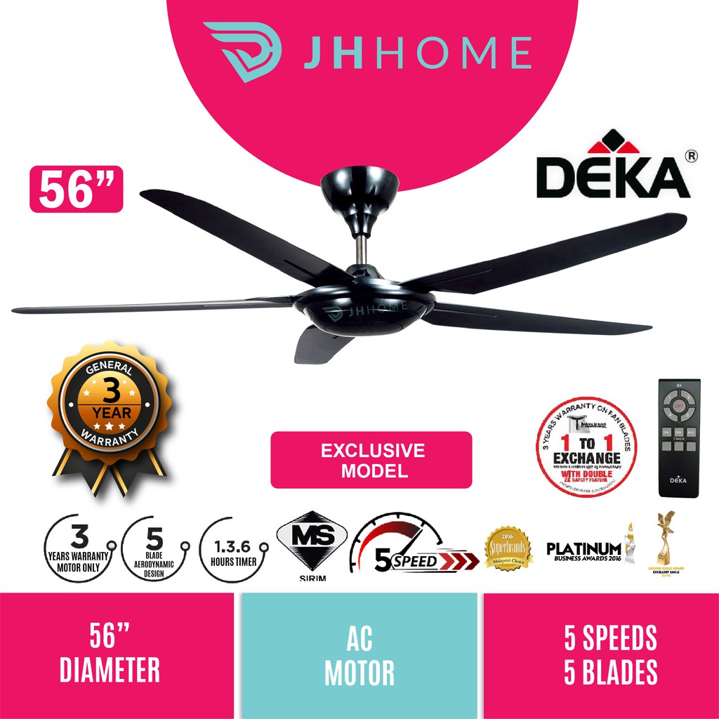 Deka 56 Inch 14 Speeds DC Motor Ceiling Fan DC33 PRO BK | DDC21LED ...