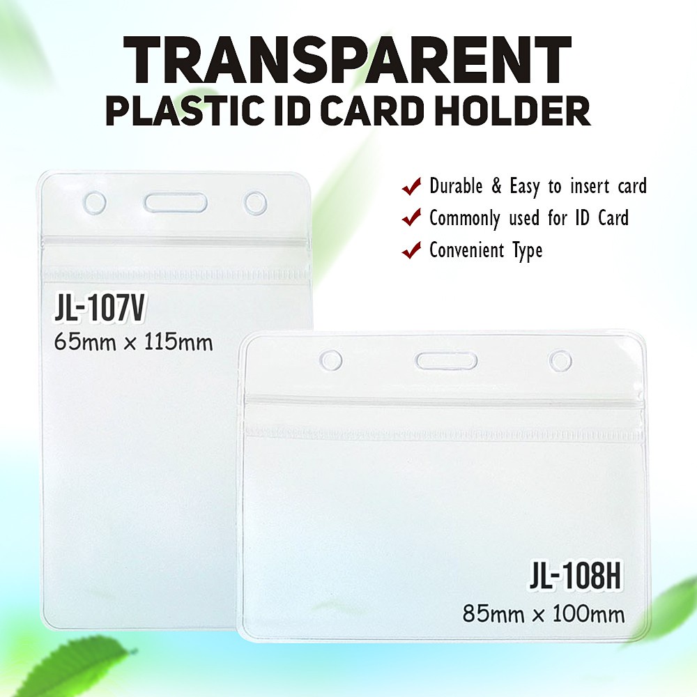 ID Pass Card Holder Transparent Horizontal Pocket Employee Work Badge ...