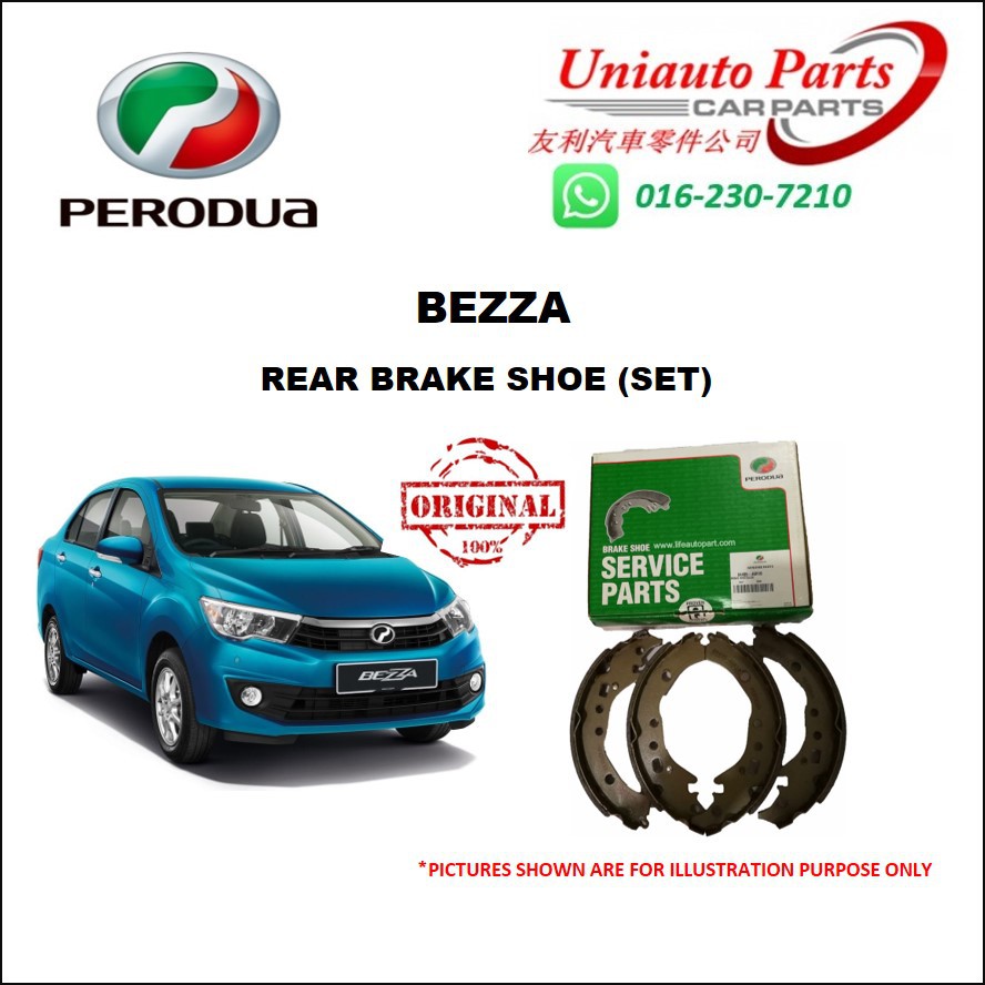 PERODUA BEZZA GUARANTEE 100% ORIGINAL REAR BRAKE SHOE (SET) | Shopee ...