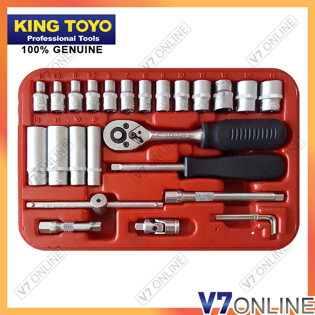 King Toyo 47PCS 1/4"DR. Socket & Bit Socket Set King Toyo Set Soket (KT ...