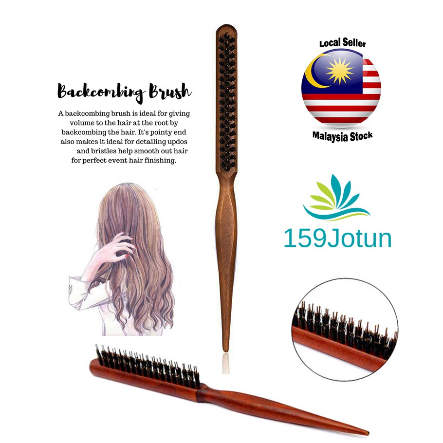 Salon Barber Comb Hair Teasing BackComb Brush Wooden Handle Back Comb ...