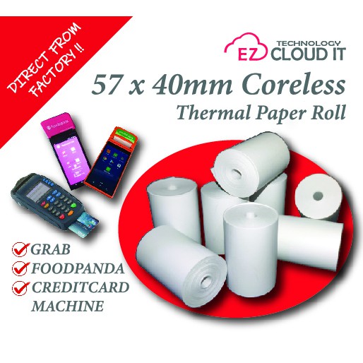 (50rolls) 57mm X 40mm Coreless Paper Roll 57*40 for All Merchant ...