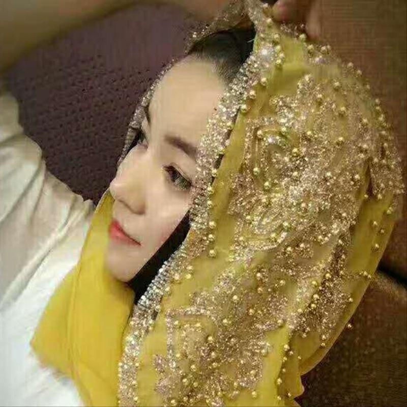 Muslim Hot Drill Dubai Turban Female Travel Sunscreen Baotou Hijab ...