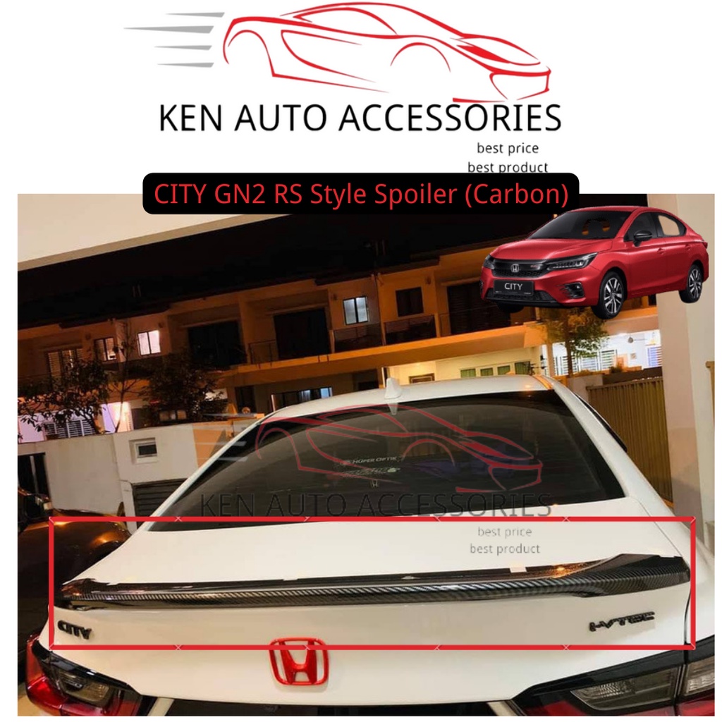 Honda City 2020 & 2024 GN2 RS Spoiler [Carbon Fiber Style & Glossy ...