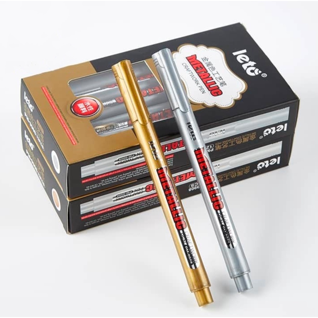 MKR [PM-9908] LETO METALLIC CRAFTWORK PEN - Silver Colour Gold Color ...
