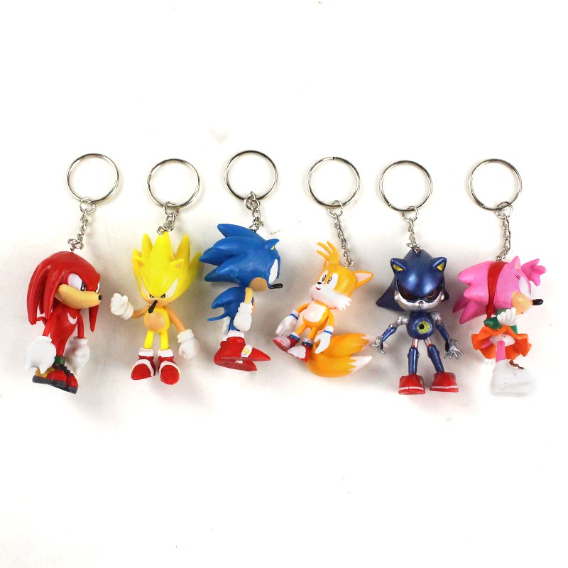 5-7cm 6pcs/set Sonic Key chain Sonic Shadow Tails Amy Rose Dr Eggman ...