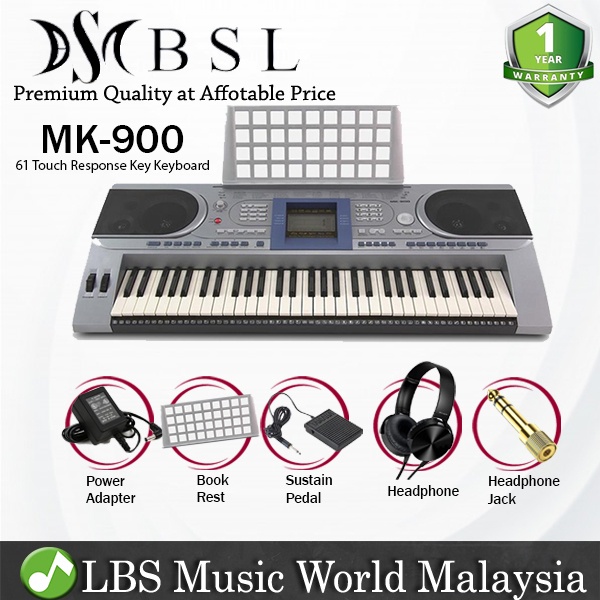 BSL MK-900 61 Key Touch Response Electronic Music Piano Keyboard with ...