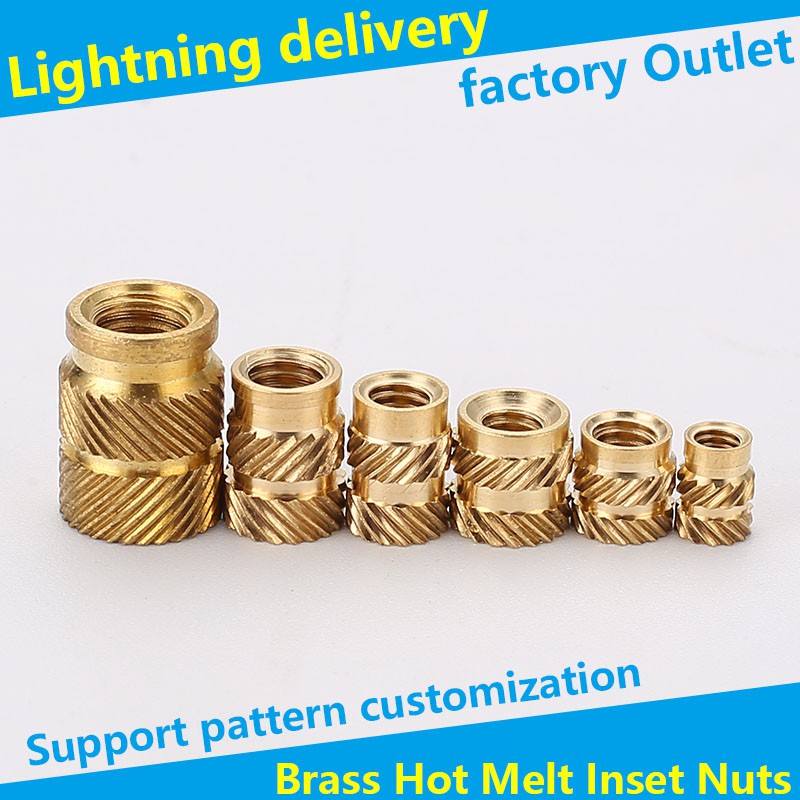 100pcs M3 Double Twill Knurled Brass Injection Nut Brass Hot Melt Inset ...