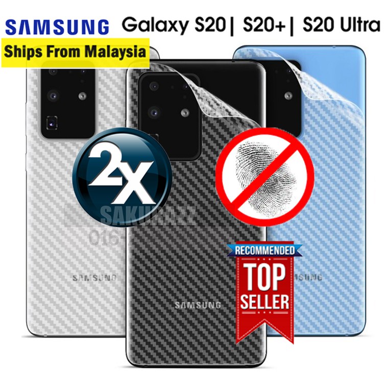 Samsung Galaxy S20 Ultra / S20 Plus / S20 Carbon Fiber Matte Transparent 2X Rear Protector (No ...
