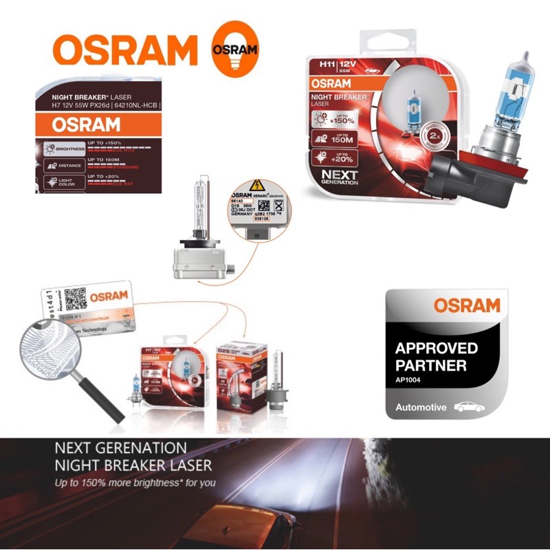 64211NL-HCB DUO OSR Osram H11 12V 55W P14.5S night breaker laser (+150% ...