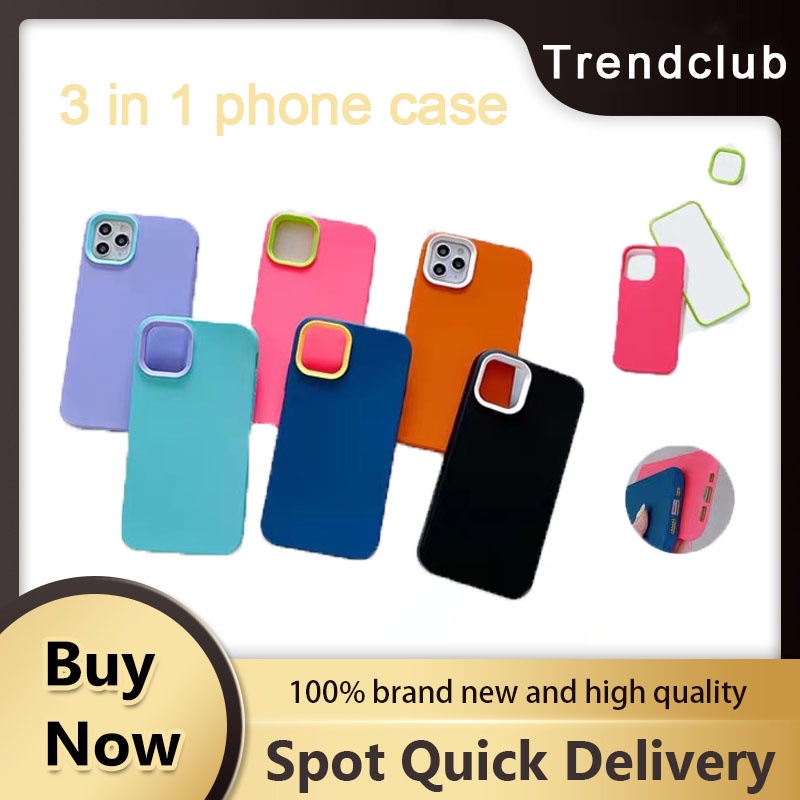 3 in 1 Color Phone Case IP 11 12 13 Pro Max Shock Resistant Drop ...