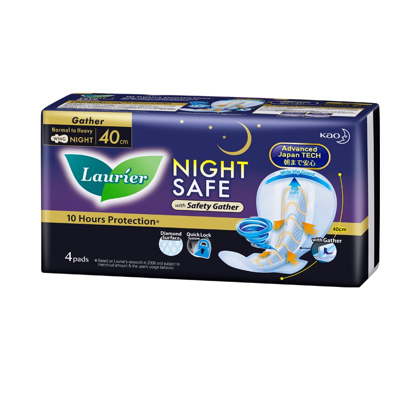 LAURIER Night Safe Wing with Gathers (40cm x 4s) | Shopee Malaysia