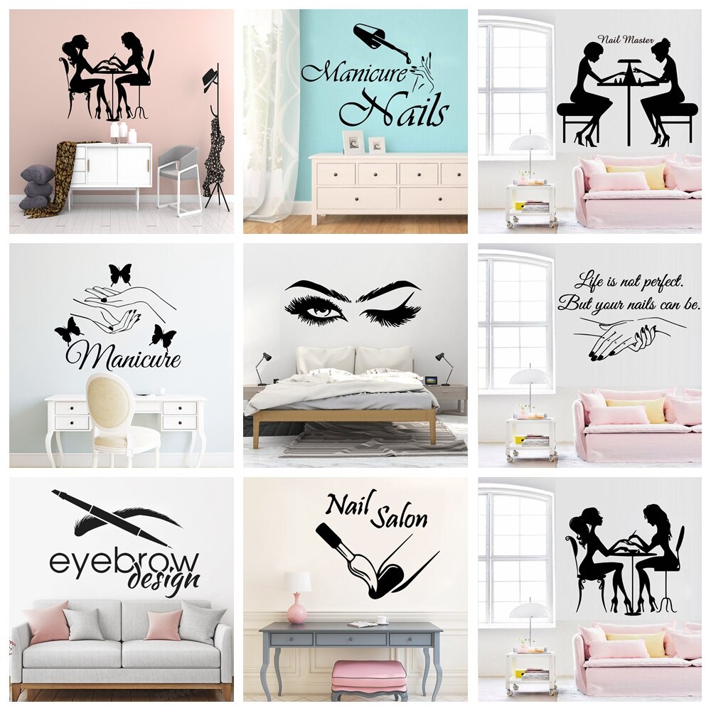 Hot Sale Beauty Salon Wall Sticker Decal Nail Salon For Girls Room ...