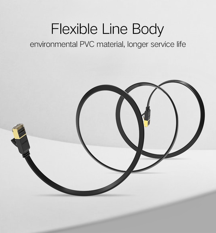 UGREEN Cat7 Flat Ethernet LAN Cable 10Gbps 600Mhz 32AWG 6.3 mm UTP Gold ...