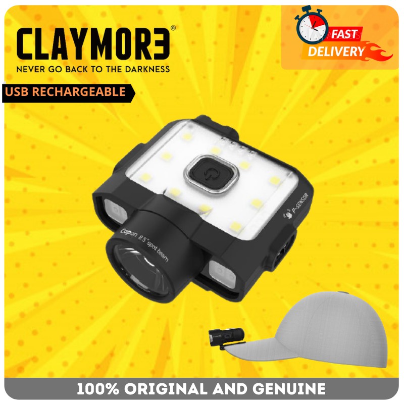 🔥100% ORIGINAL🔥 Claymore CAPON 120D Rechargeable Cap Light 380 Lumens ...