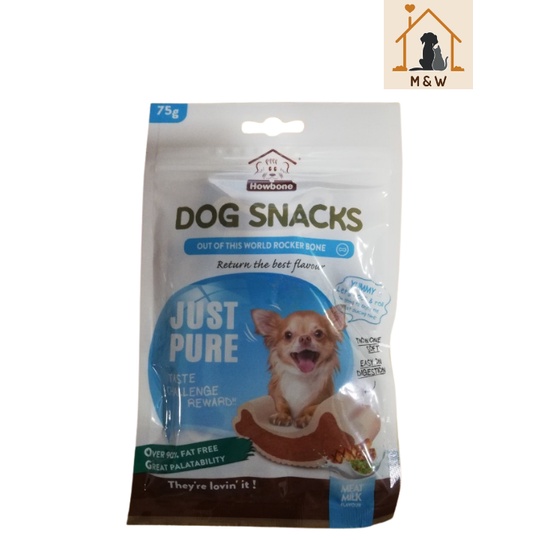Howbone Dog Snacks Just Pure Meat & Milk Flavoured Rocker Bone (75g ...