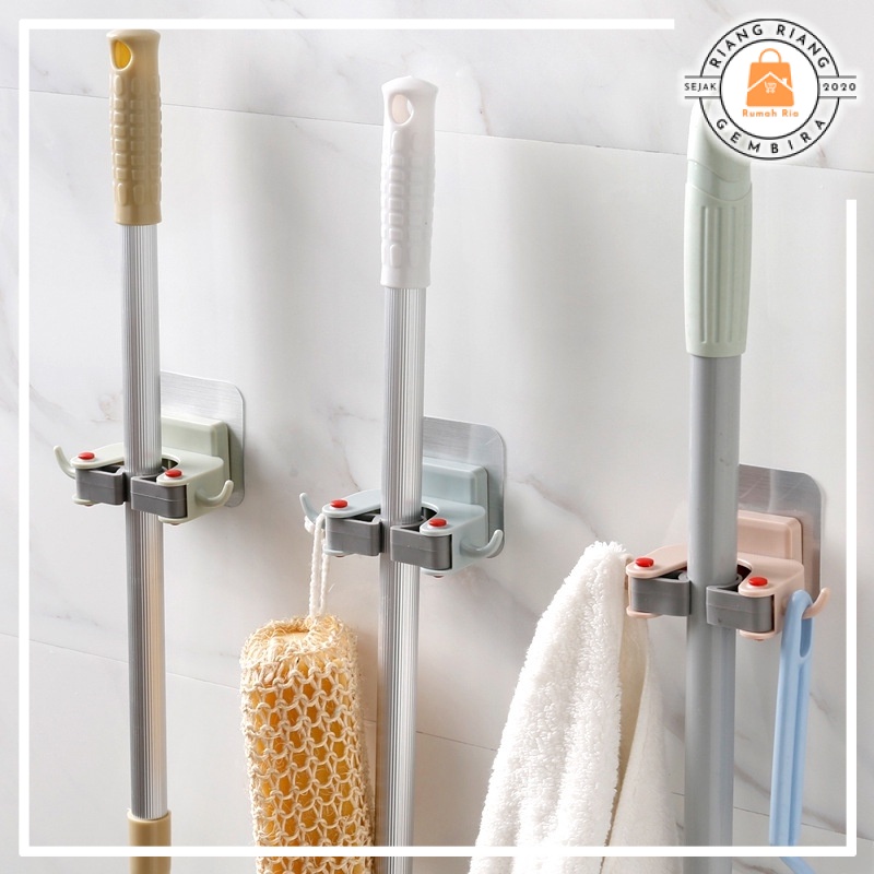Premium Grade Clip-On Mop Holder Sweeper Mop Hook Penyapu Bathroom ...