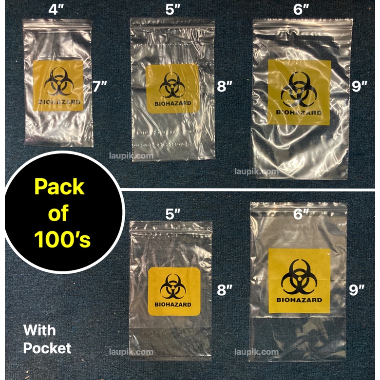 Biohazard Sample Zipper Bag / With Pocket (Kangaroo Bag) [ Pack Of 100 ...