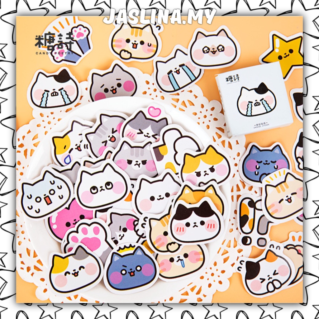 🔥 Ready Stock 🔥 45pcs Cat Mini Sticker Box Kuching Comel Naughty Diy ...