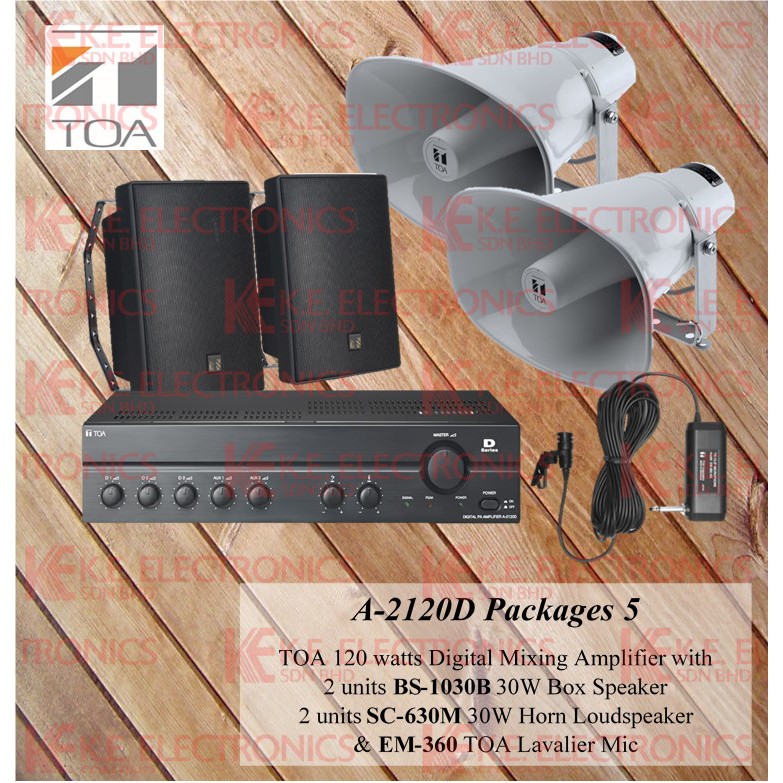 TOA PA System Package c/w 30W Horn Loudspeakers 2 units, 30W Box ...