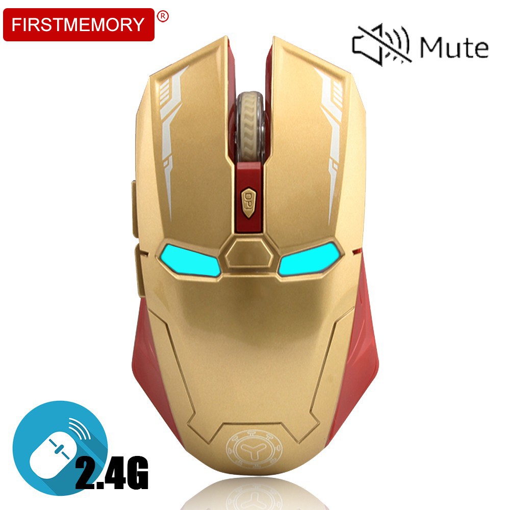 Iron Man Mouse Wireless Gaming Mouse 2.4GHz Wireless Mouse Mute Mice ...