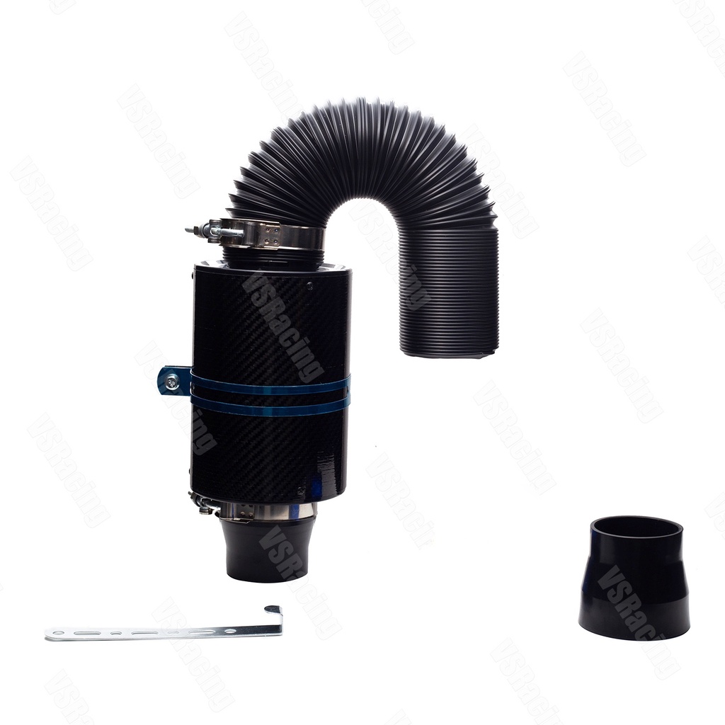 Universal Car 3 inch Carbon Fibre Cold Air Filter Feed Enclosed Intake ...