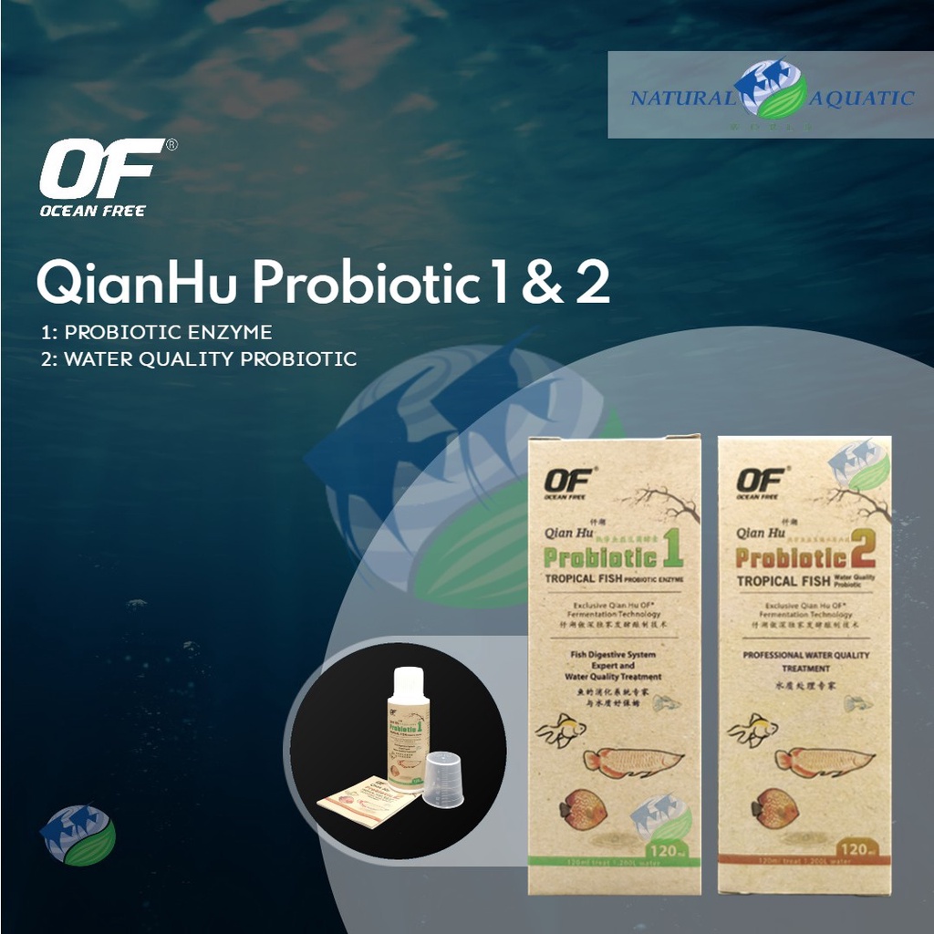 Ocean Free Qian Hu Probiotic 1 & 2 (1: Probiotic Enzyme/ 2: Water Quality Probiotic) Tropical ...
