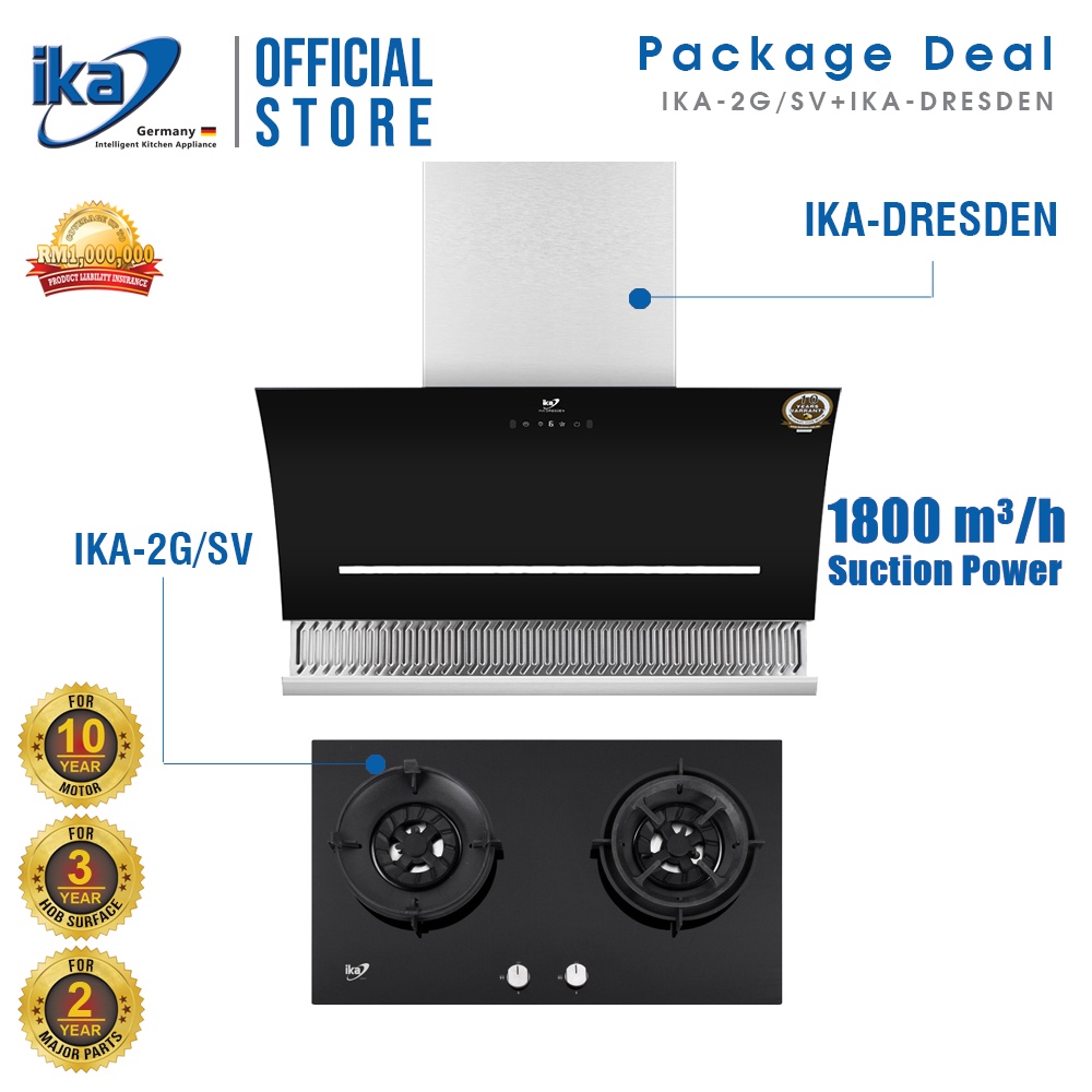 IKA Cooker Hood IKA-DRESDEN + IKA Gas Cooker Hob IKA-2G/SV | Shopee ...