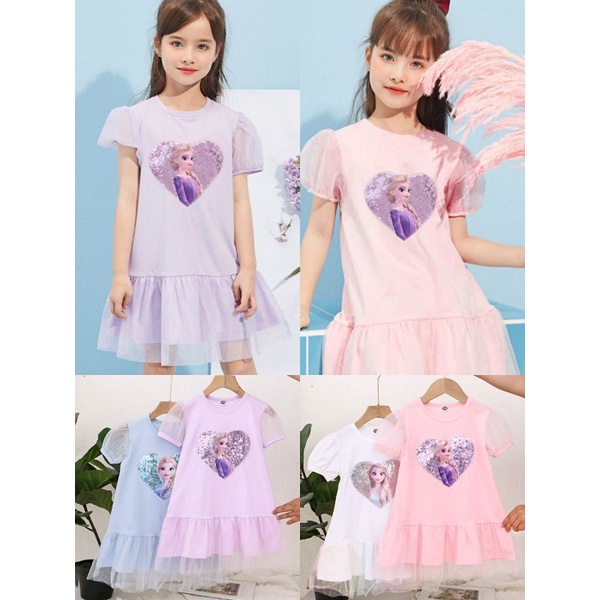 Shinny006 READYSTOCK FROZEN Elsa Kids Girls Dress Frozen Elsa Tshirt ...