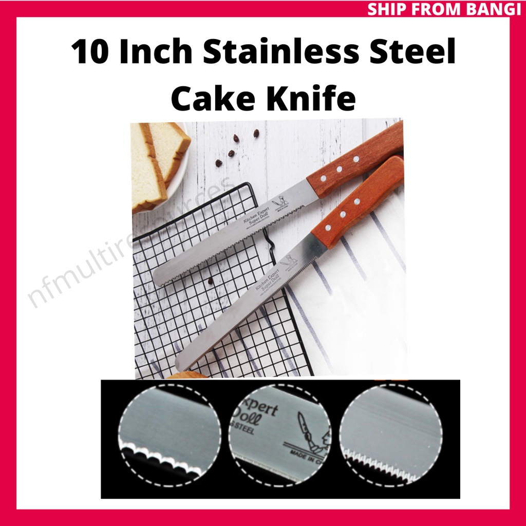 10/12 Inch Stainless Steel Cake Knife Bread Knife Wooden Handle ...