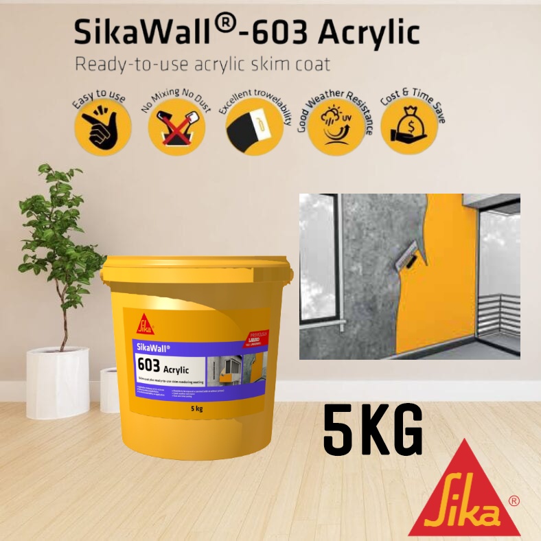 5KG SIKA SikaWall 603 Waterproof Acrylic Sika Skim Coat Lanko 103 ...