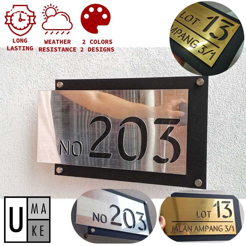 UMAKE customize house number plate | nombor rumah | sign plate acrylic ...